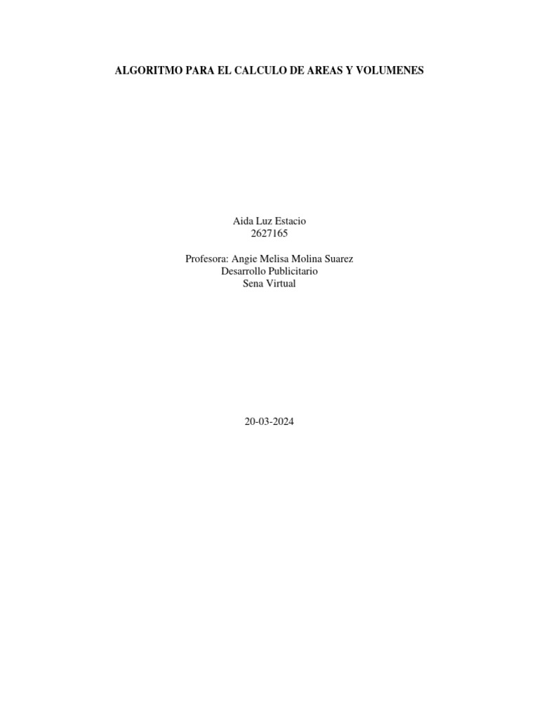Algoritmo para El Calculo de Areas y Volumenes | PDF | Volumen | Algoritmos