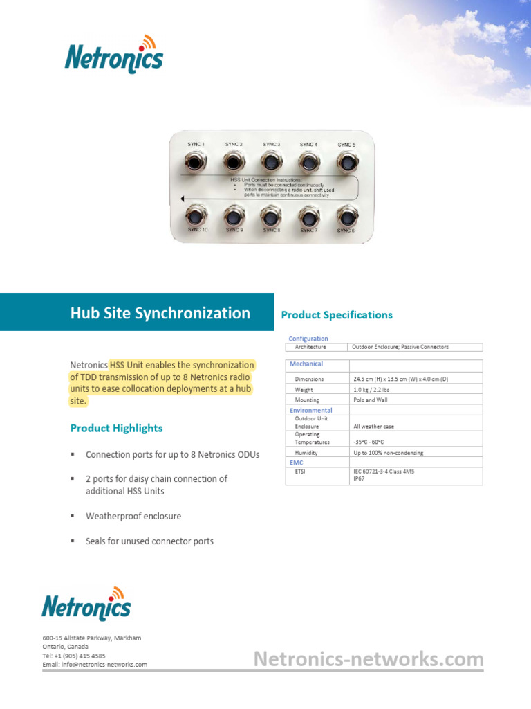 Netronics HSS Data Sheet | PDF