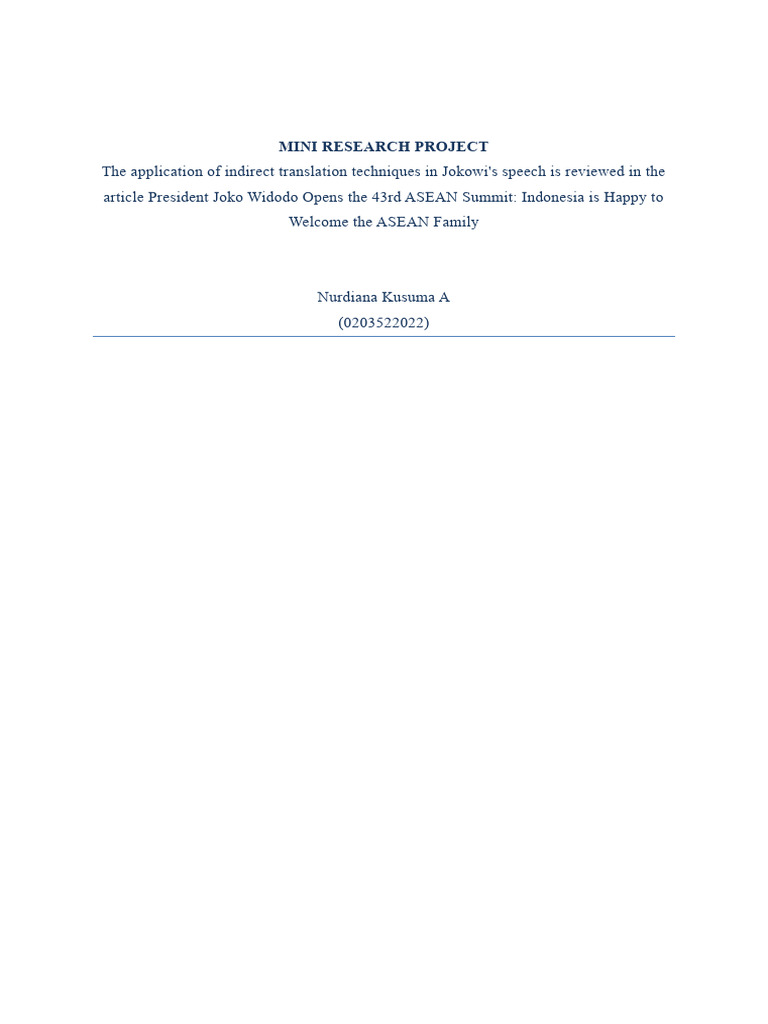 Mini Research Project | PDF | Translations | Linguistics