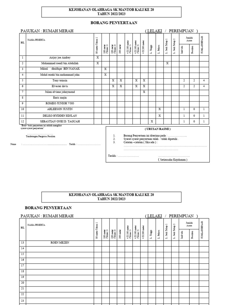 Borang Penyertaan | PDF