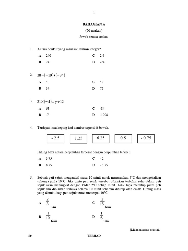 Matematik PPT T1 2020 | PDF