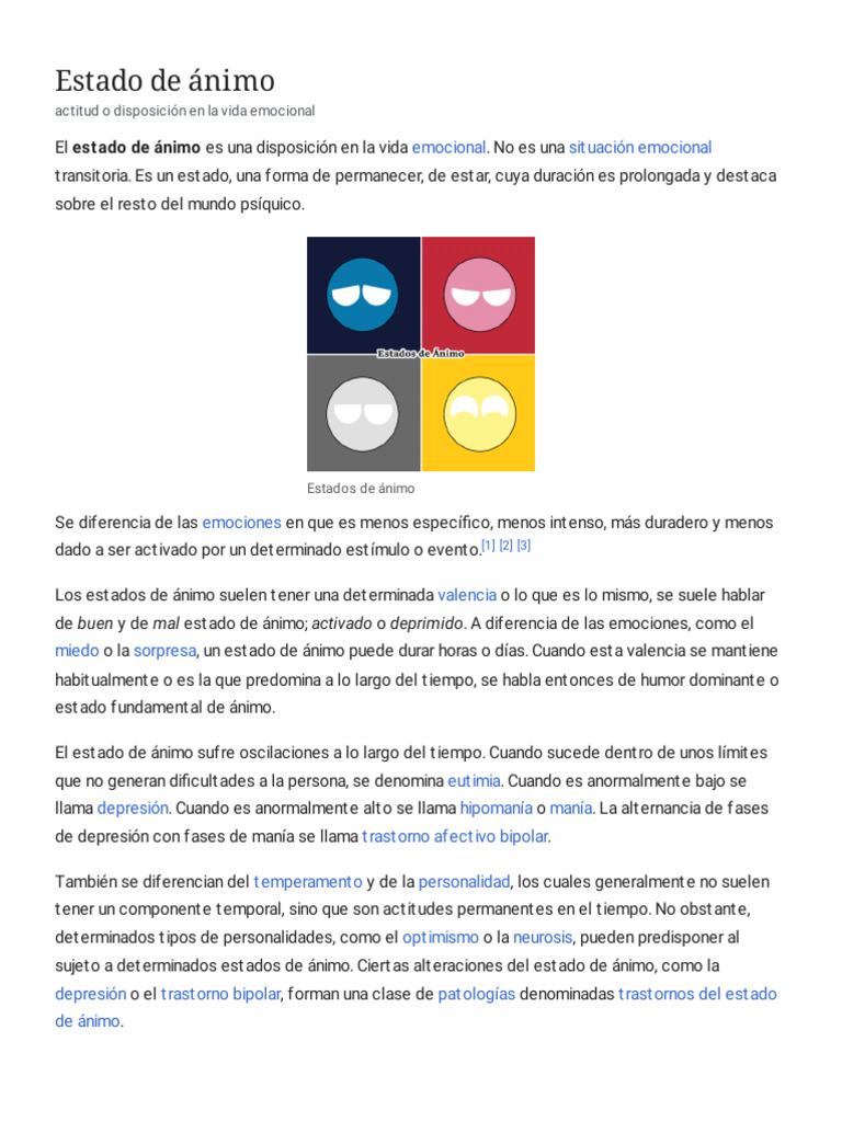 Estados de Ánimo: Definición y Tipos | PDF | Estado de ánimo ...