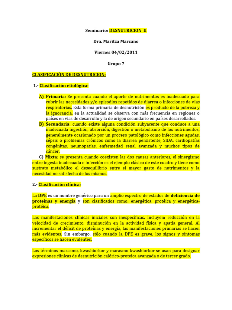 Desnutricion Ii Pdf Nutrición Dieta Y Nutrición