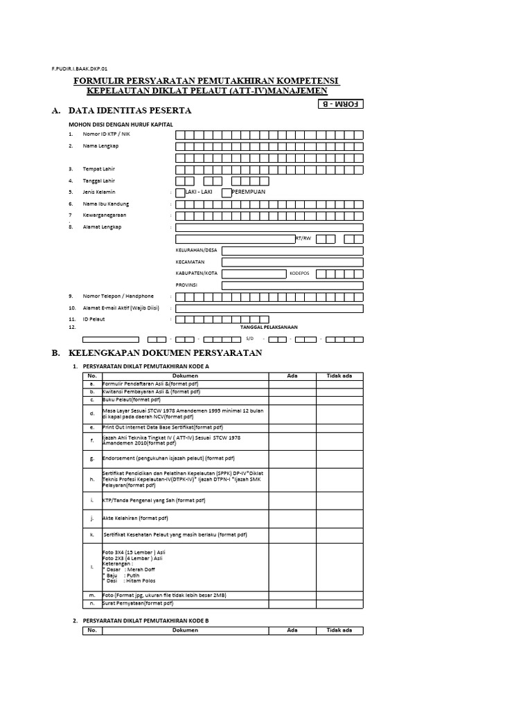 Formulir Pemutakhiran Att-IV | PDF