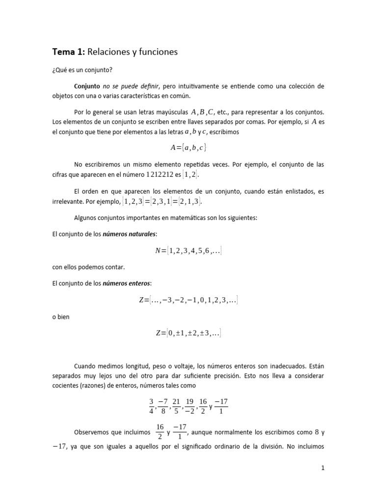 Tema 1- Relaciones y Funciones | PDF | Números | Raíz cuadrada