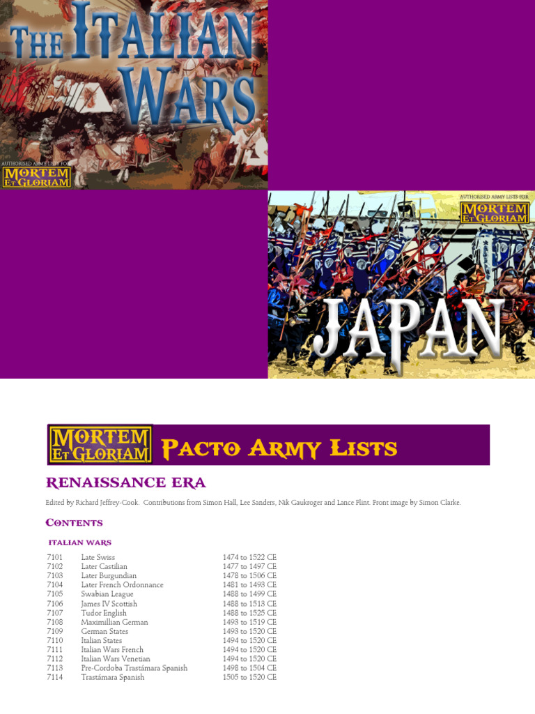 MeG Pacto Army Lists 7 Renaissance Era 2023 01 | PDF | Infantry | Cavalry