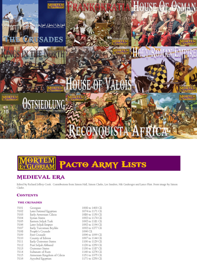 MeG Pacto Army Lists 5 Medieval Era 2023 01 | PDF | Cavalry | Infantry