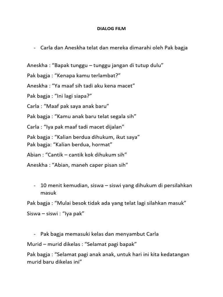 Dialog Film: Perkenalan Carla di Kelas | PDF