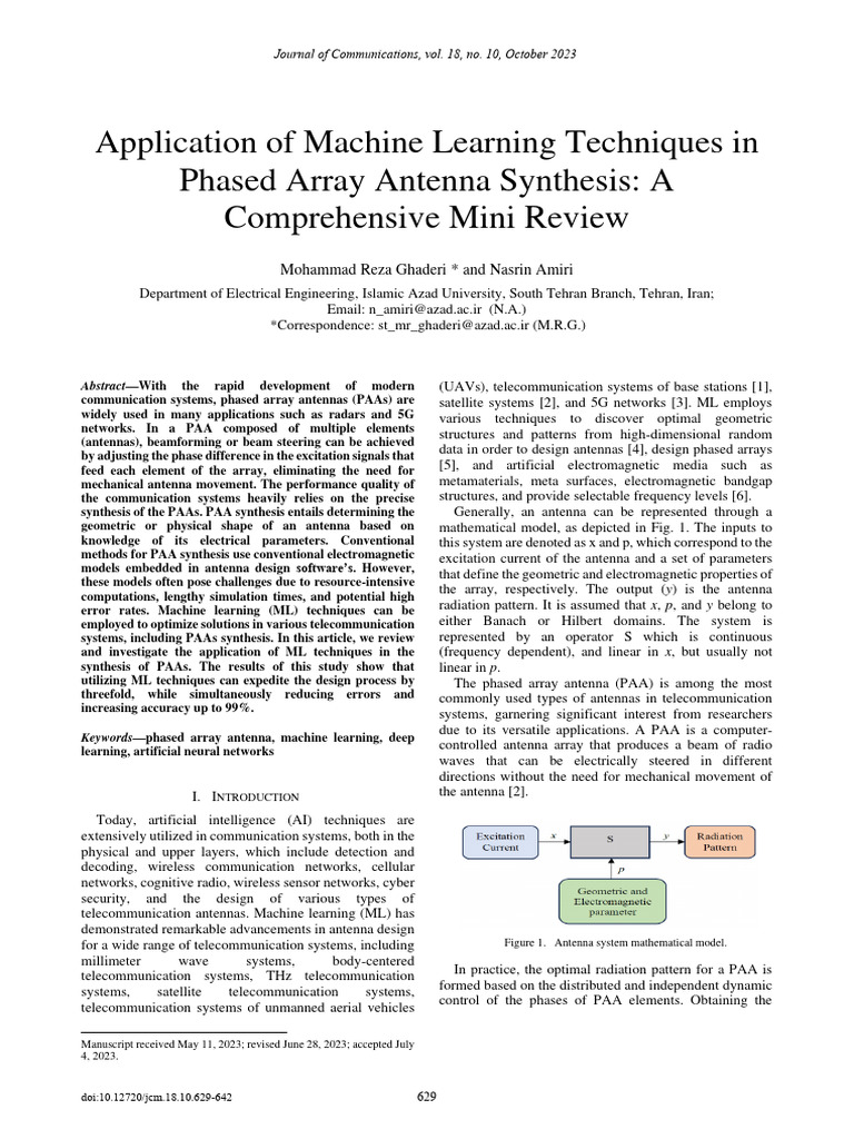 Application of Machine Learning Techniques in Phased Array Antenna ...
