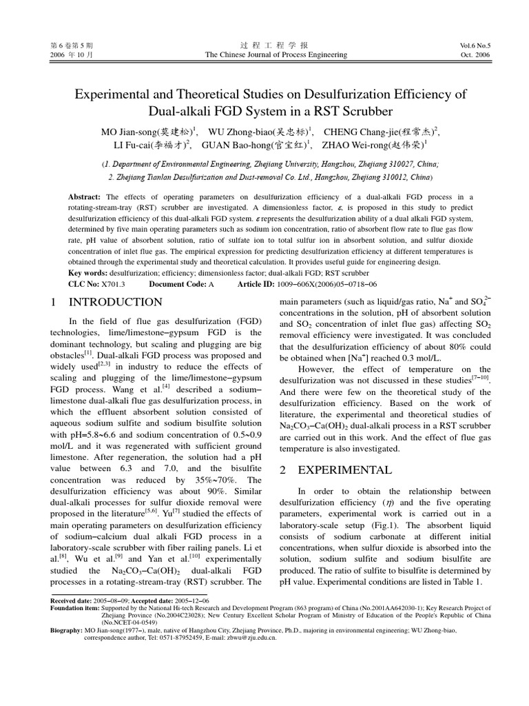 Dual Alkali FGD System in RST Scrubber | PDF | Ph | Sulfur Dioxide