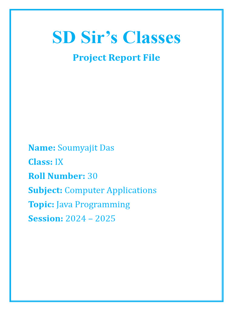 Report File | PDF | Java (Programming Language) | Class (Computer Programming)
