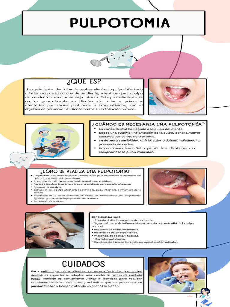 Infografia Pulpotomia | Descargar gratis PDF | Anatomia dental | Diente