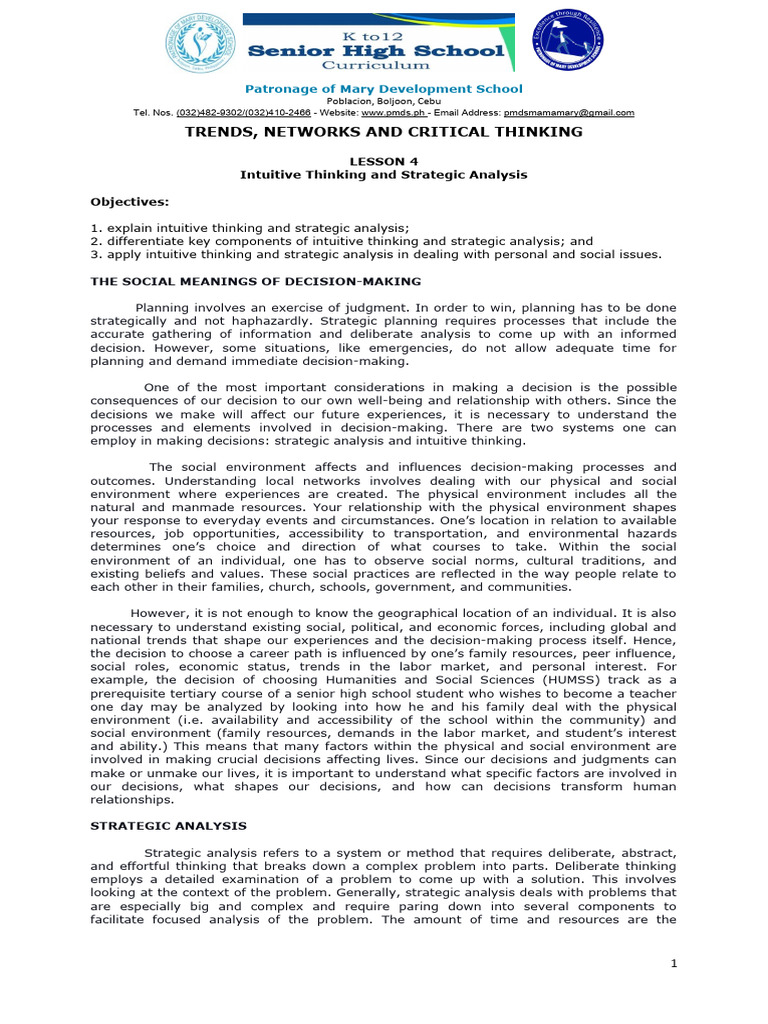 Trends Lesson 4 | PDF | Decision Making | Swot Analysis