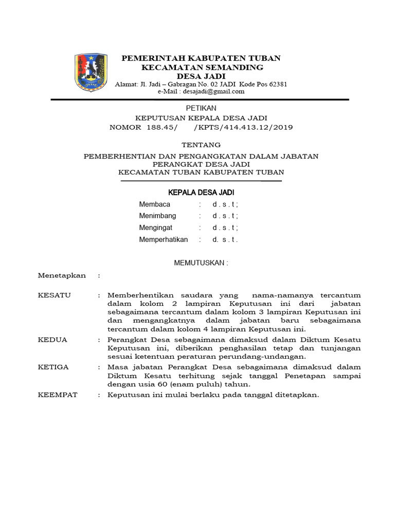 Petikan SK Perangkat | PDF