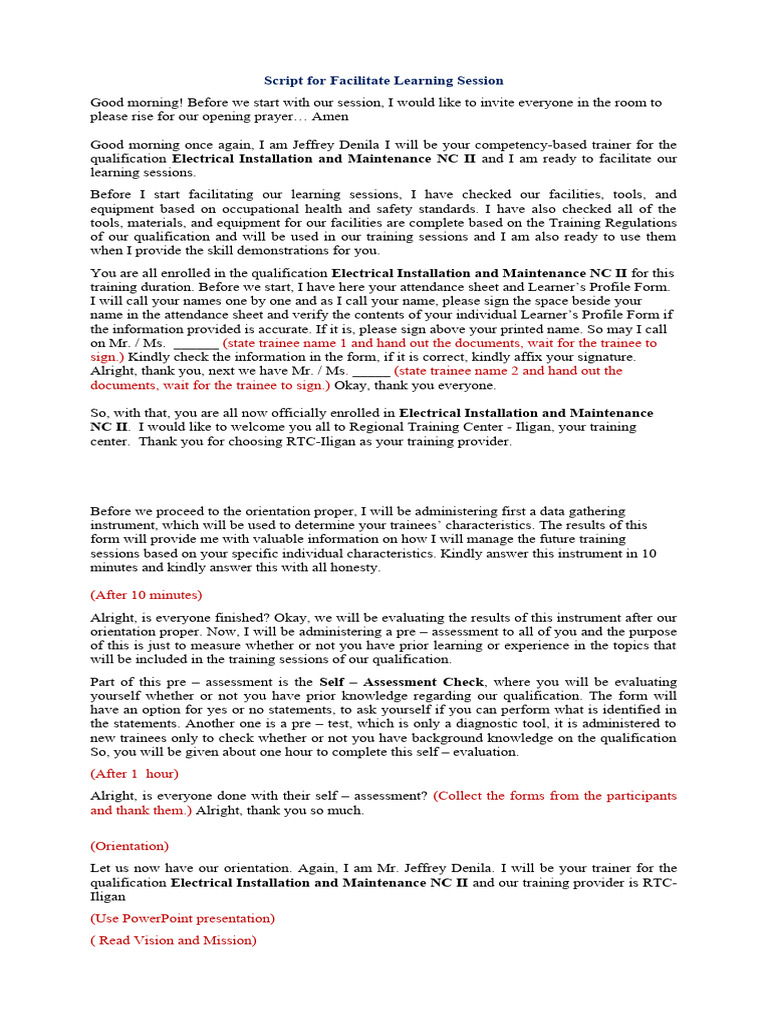 Script For Facilitate Learning Session | PDF | Educational Assessment ... Script For Facilitate Learning Session | PDF | Educational Assessment ...