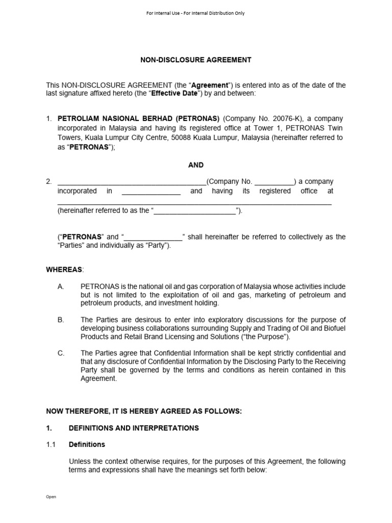 Non Disclosure Agreement | PDF | Legal Remedy | Indemnity