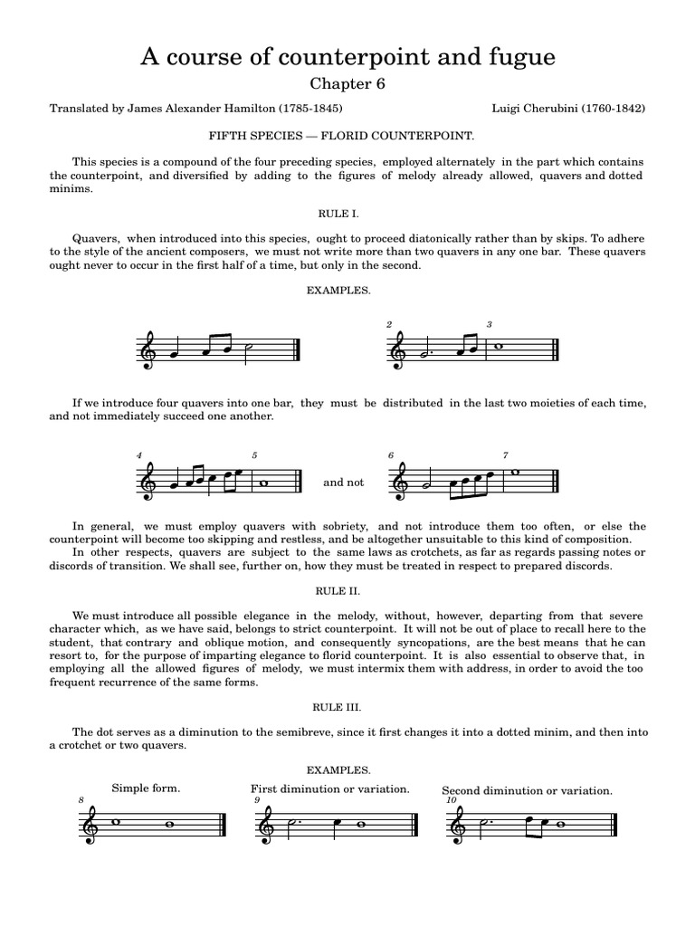 A Course of Counterpoint and Fugue by Luigi Cherubini. Chapter 6 | PDF | Musical Compositions ...
