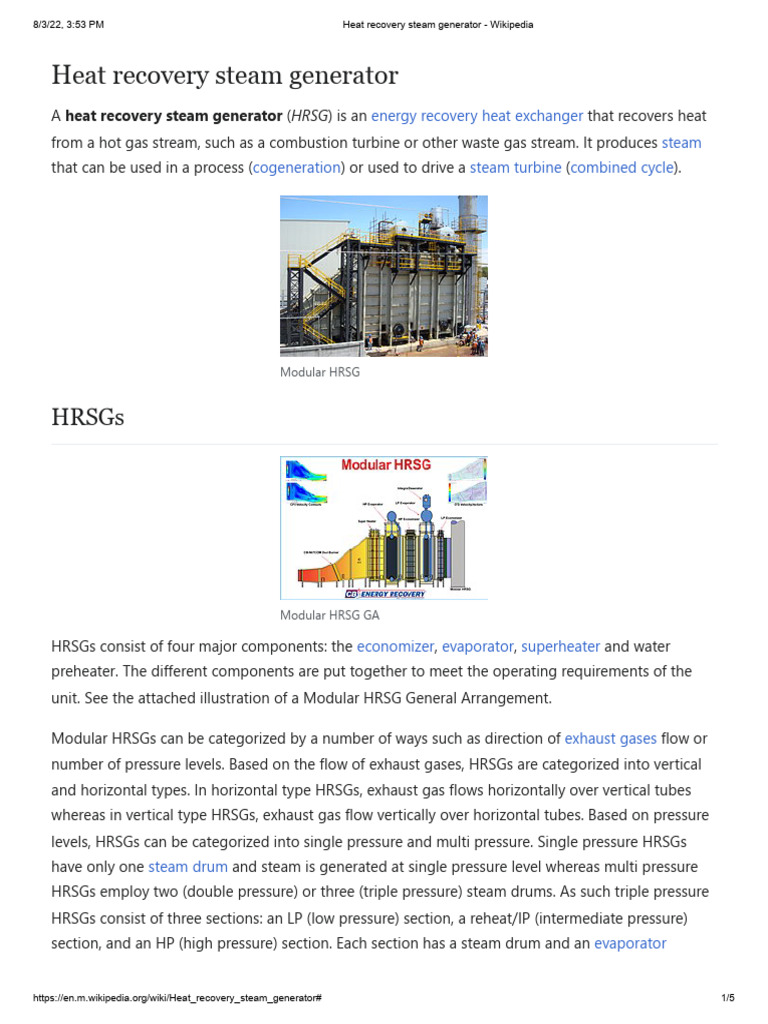 Heat recovery steam generator - HRSG | PDF | Energy Technology | Mechanical Engineering