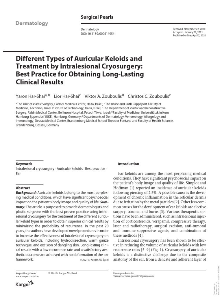 Different Types of Auricular Keloids and Treatment by Intralesional ...