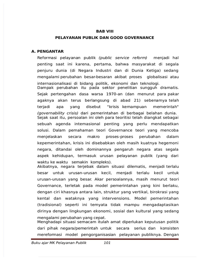 Pelayanan Publik Dan Good Governance | PDF
