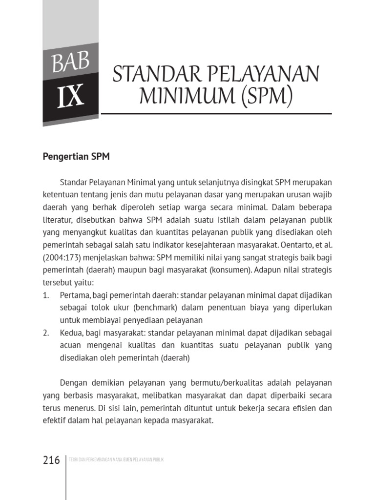 Standar Pelayanan Minimum (SPM) | PDF