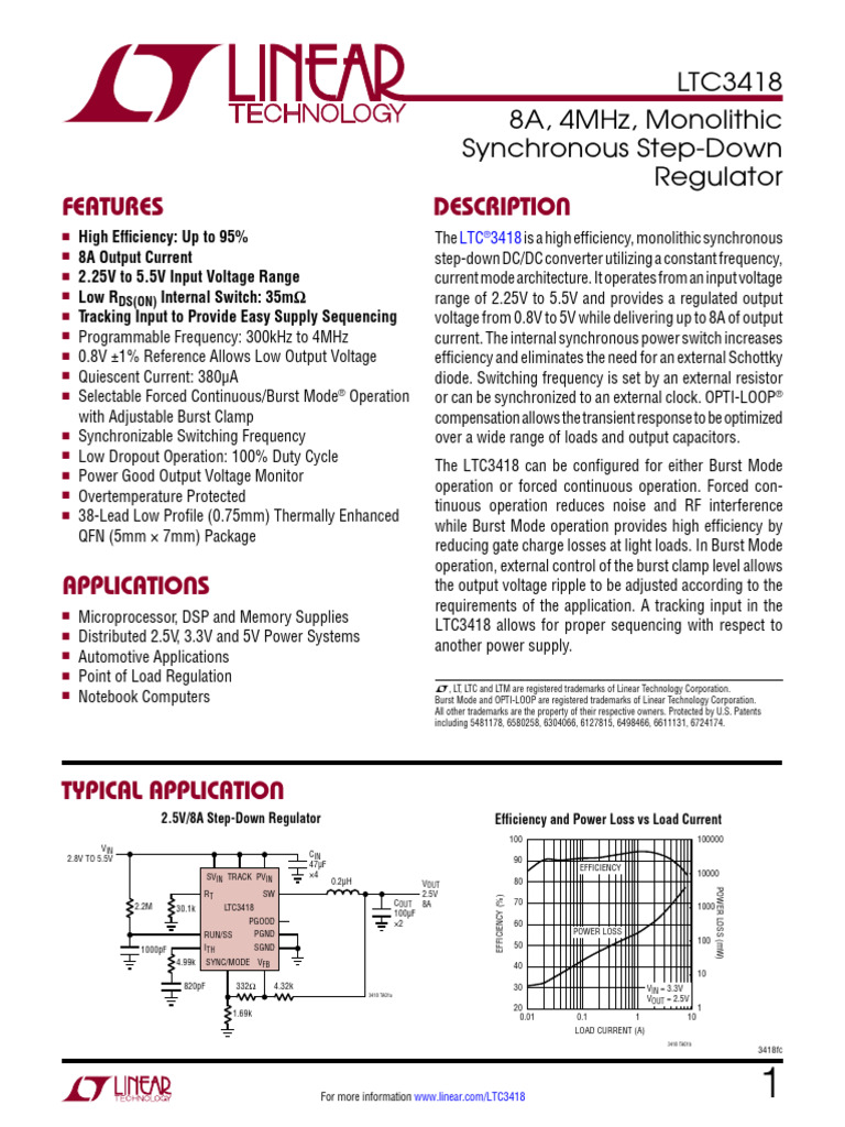 LTC3418 LinearTechnology | PDF | Electrical Engineering | Electricity