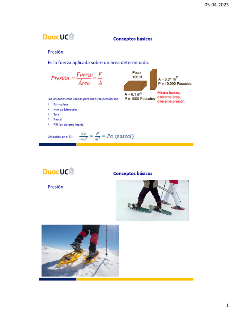 Clase 4 - Presión | PDF | Presión | Pascal (Unidad)