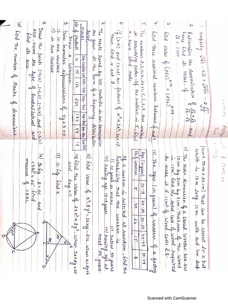 Class 9 Maths Assignment | PDF