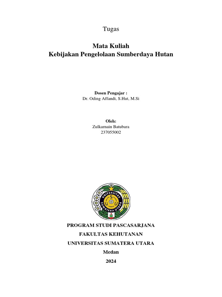 Zulkarnain Batubara 23705002 Kebijakan PSDH | PDF | Sains & Matematika