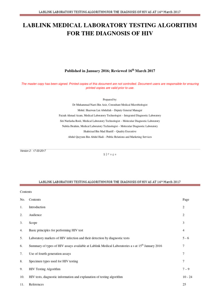 Hiv Tests at Lablink Medical Laboratory Edited 17032017 v2 | PDF ...