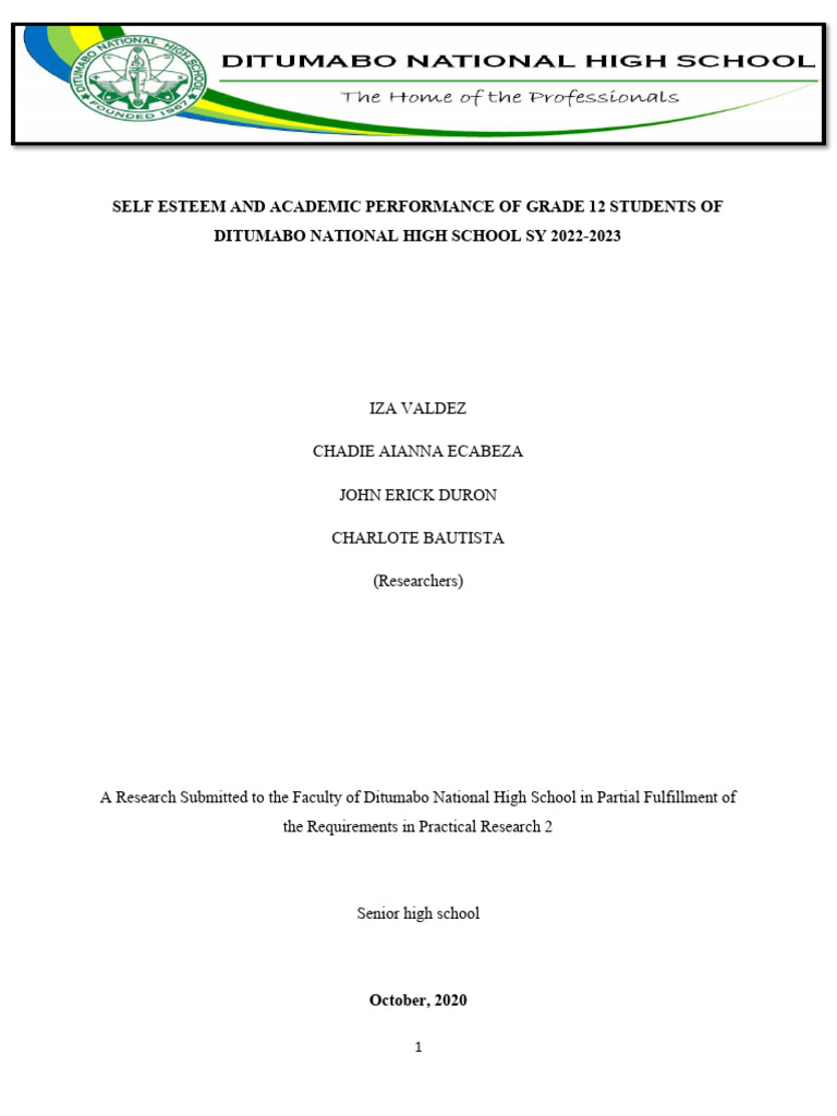 Self-esteem and Academic Performance | PDF | Self Esteem | Sampling ...