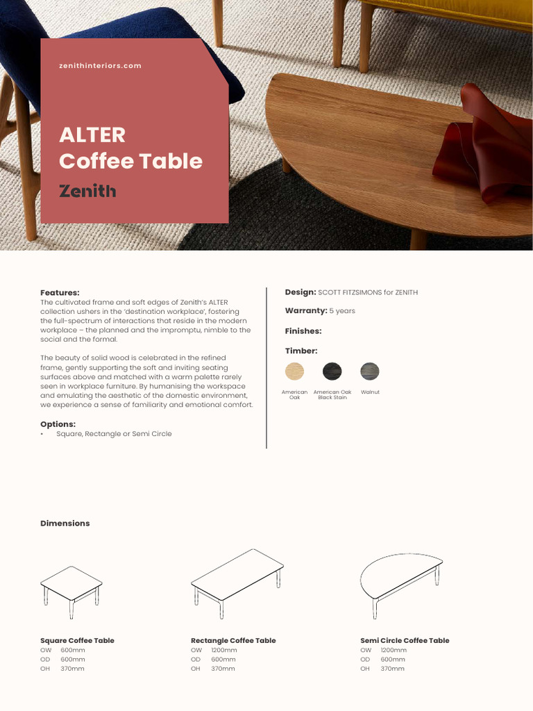 Alter Coffee Tables Specifications | PDF