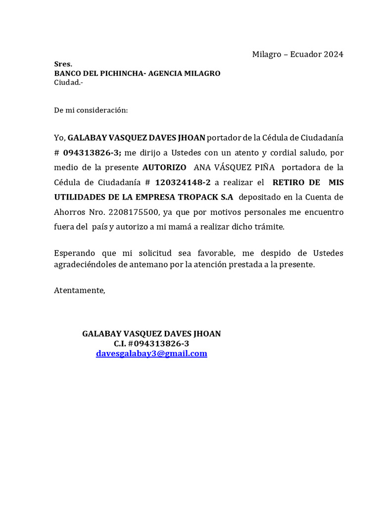 SOLICITUD - Banco de Pichincha | PDF | Ciencias sociales | Derecho