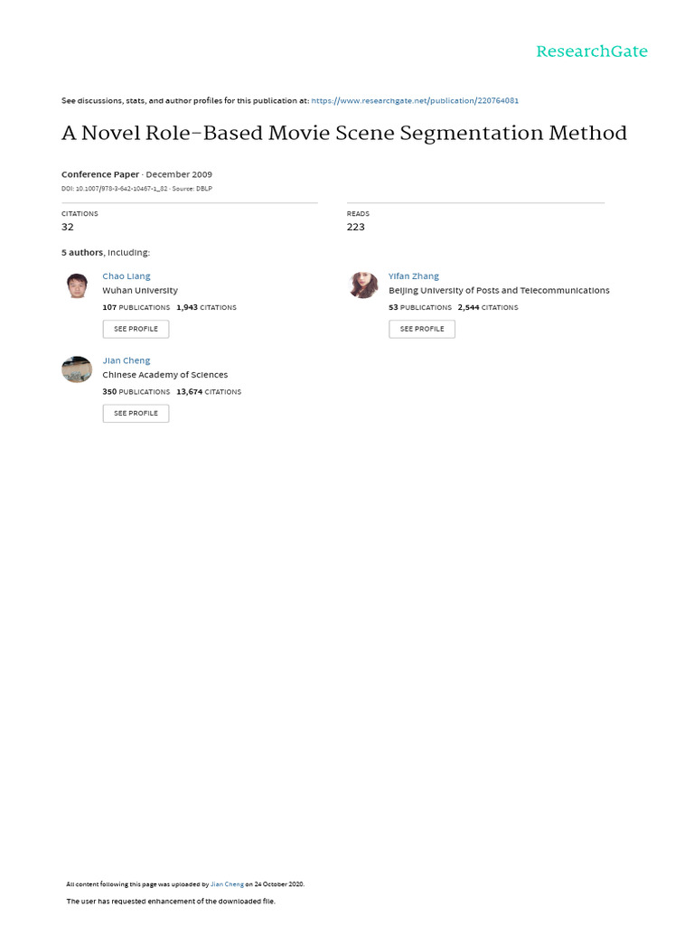A Novel Role Based Movie Scene Segmentation Method Pdf Image Segmentation Applied Mathematics