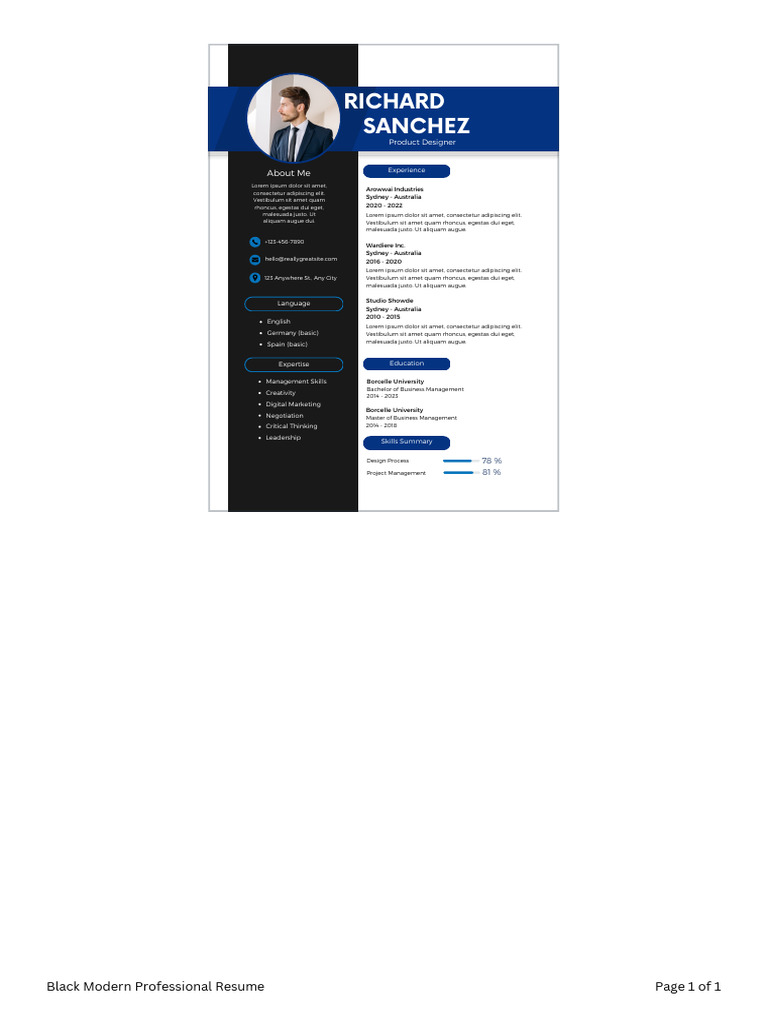 Black Modern Professional Resume 20240621 011158 0000 | PDF | Business