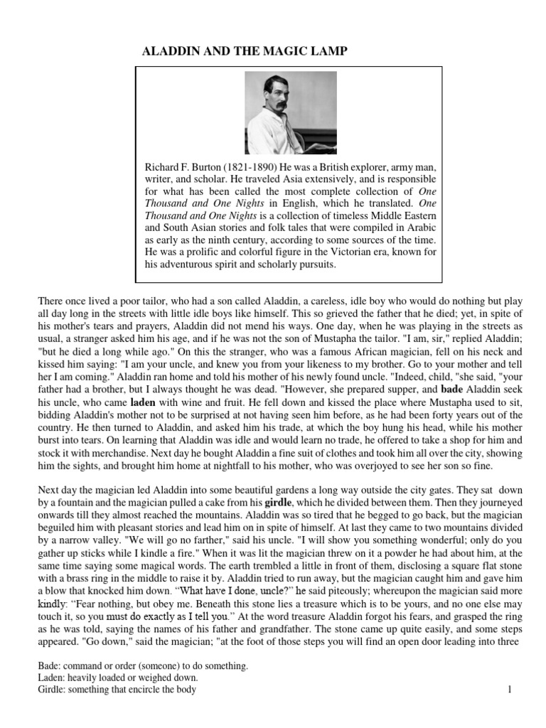 Aladdin and The Magic Lamp | PDF | One Thousand And One Nights