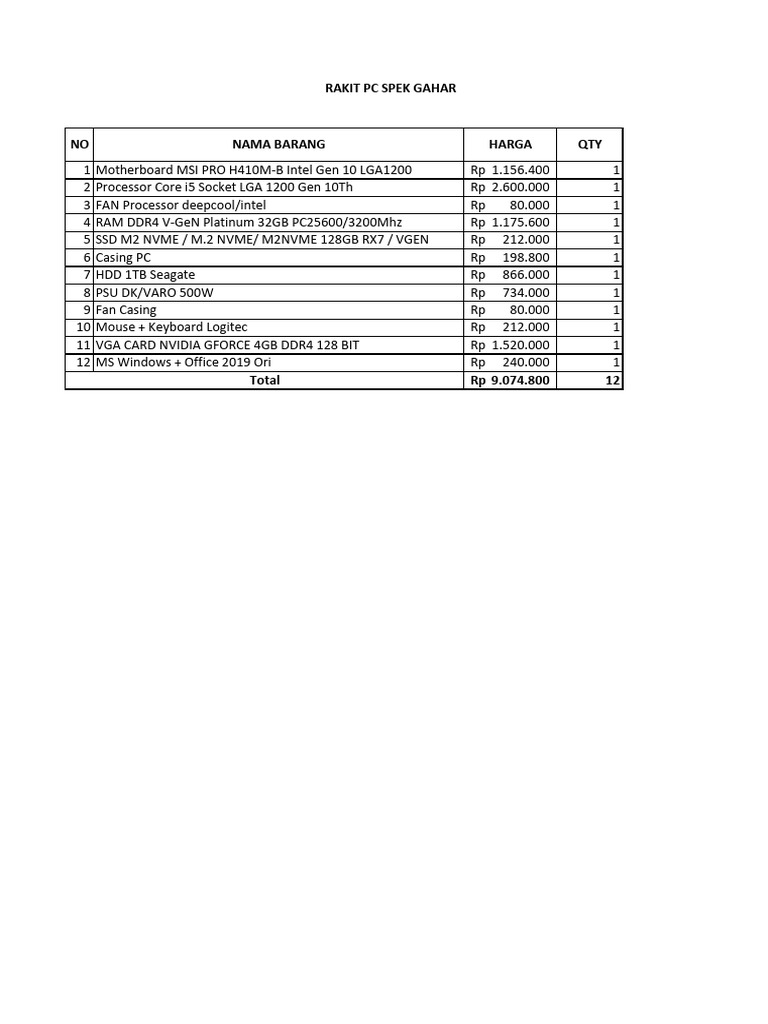 Rakit PC Spek Dewa | PDF | Games & Activities