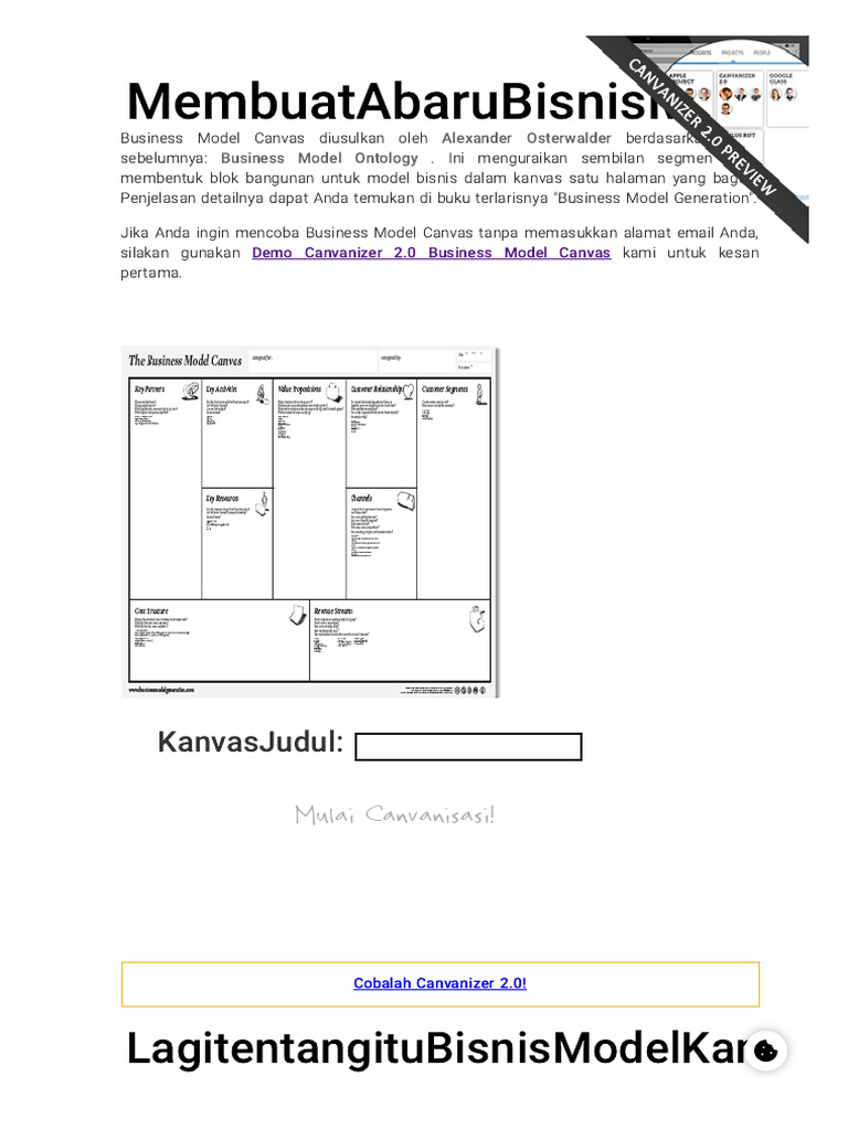 Buat Kanvas Model Bisnis Baru - Canvanizer | PDF | Seni