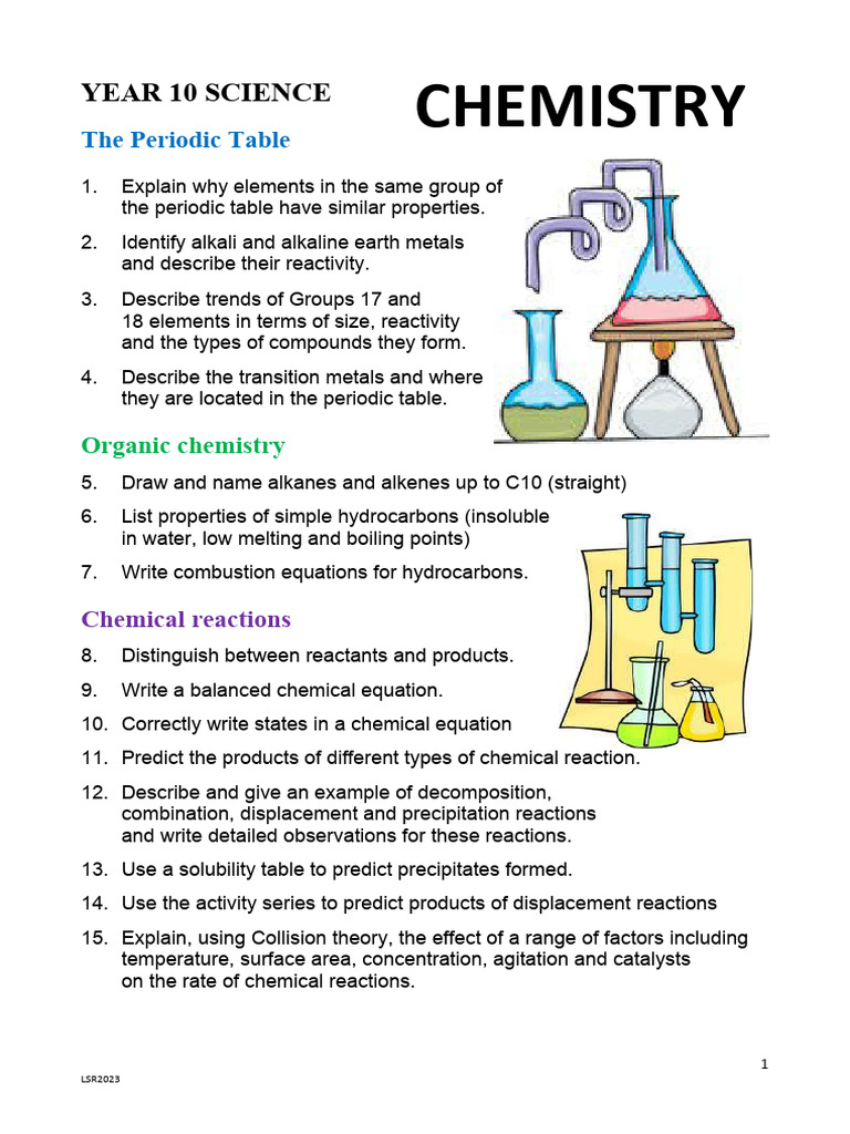 Chemistry Objectives | PDF | Chemical Reactions | Mole (Unit)