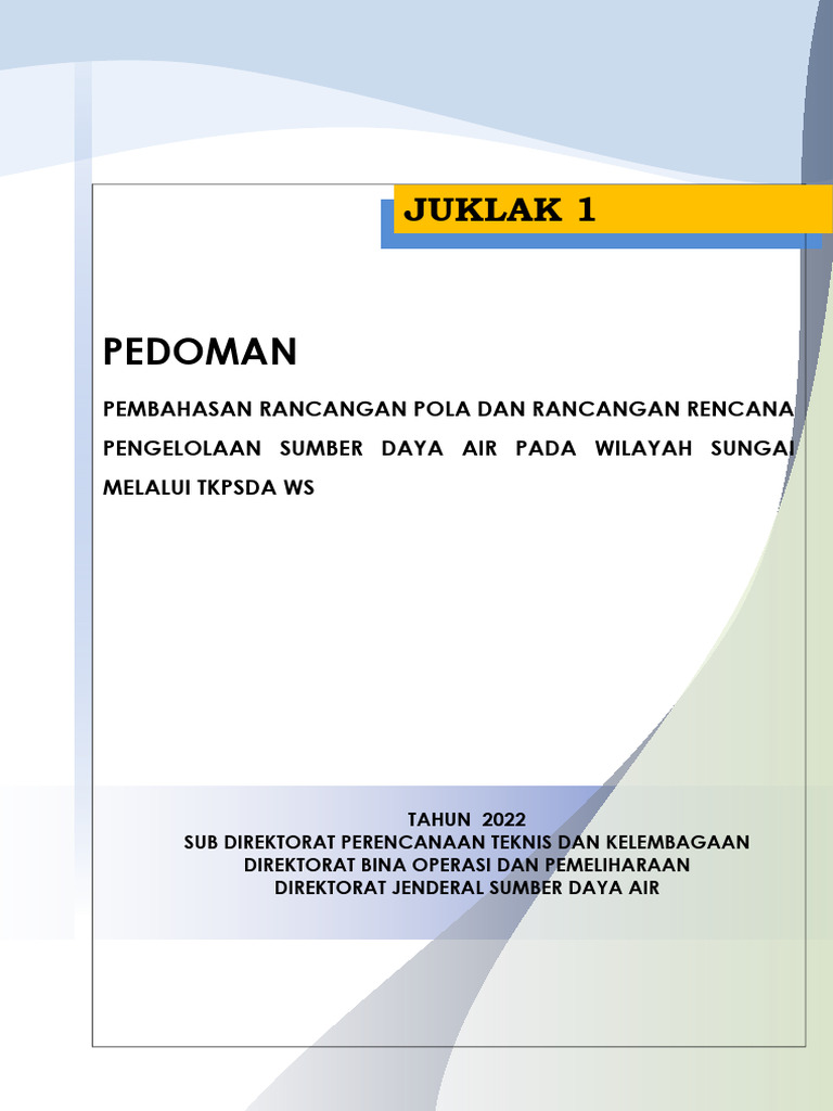 Juklak - Pola Dan Rencana PSDA - 20220418 | PDF