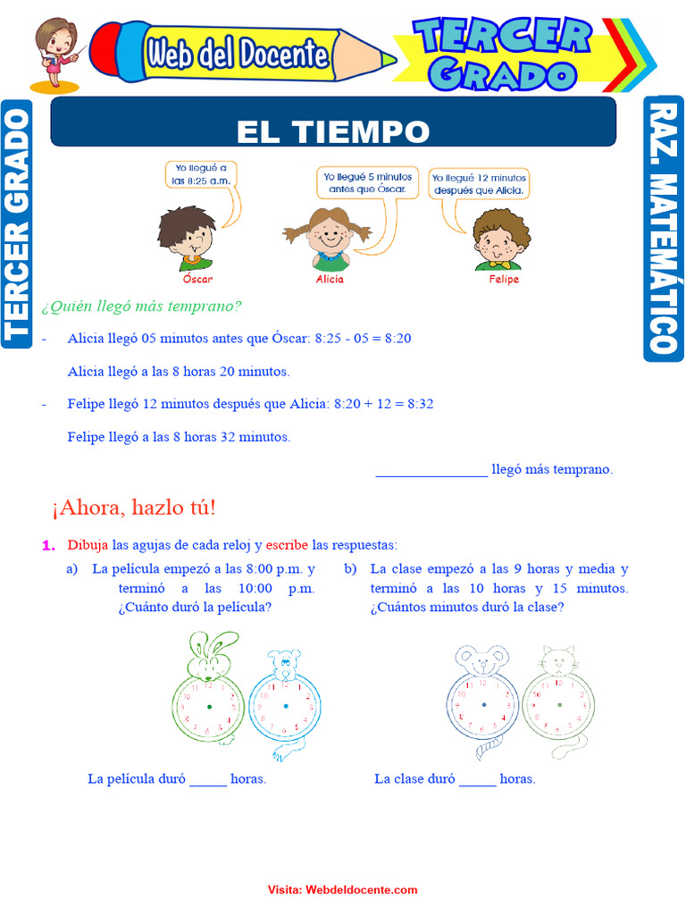 El Tiempo para Tercer Grado de Primaria | PDF