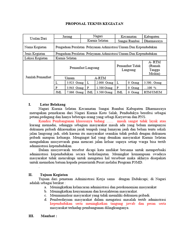 Proposal Kegiatan Kurnia Selatan | PDF