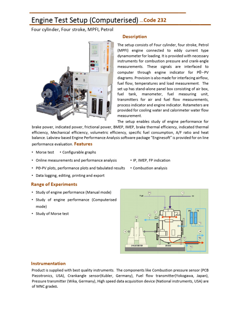 Mpfi Petrol Engine Test Rig Computerised | PDF | Engines | Internal ...