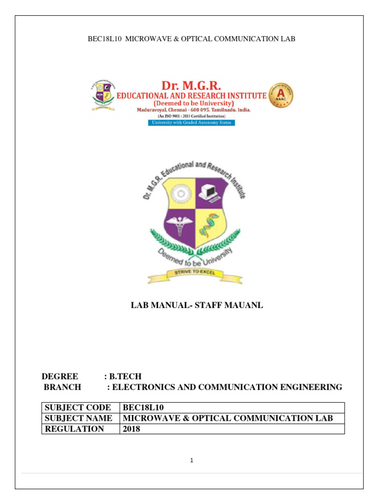Microwave & Optical Communication Lab NEW MODIFIED-vimala Mam ...