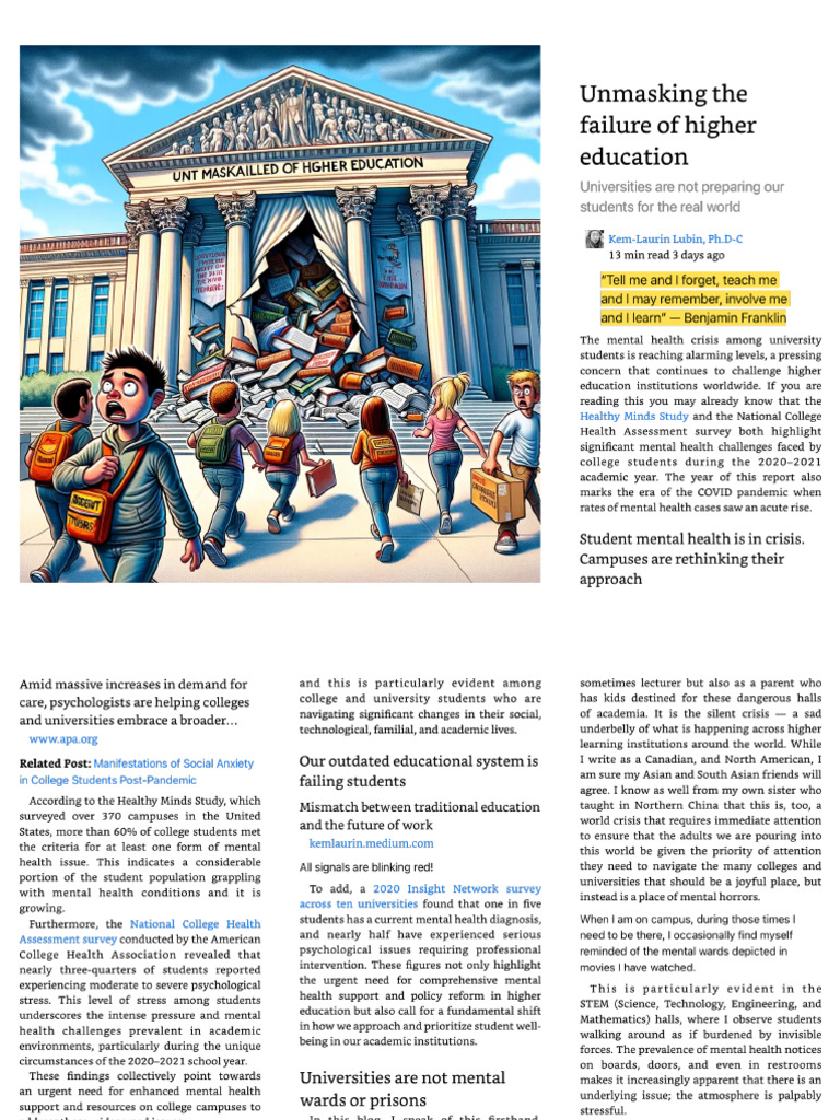 Unmasking The Failure of Higher Education Medium | PDF