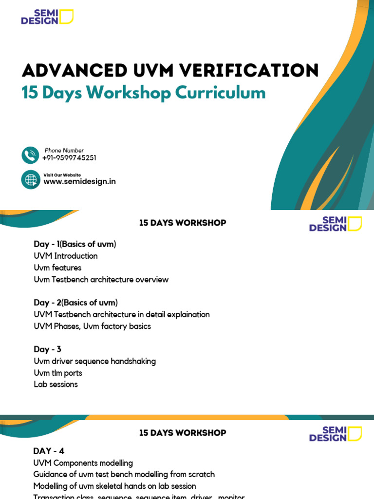 15 Days UVM Workshop Curriculum - 1 | PDF | Art | Computers