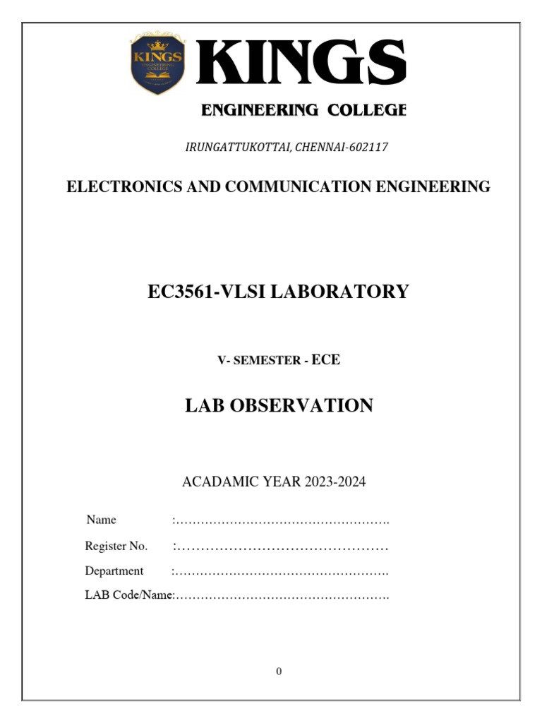 EC3561-VLSI LAB Manual - R-2021 - 2023-2024 Final | PDF | Hardware Description Language | Field ...