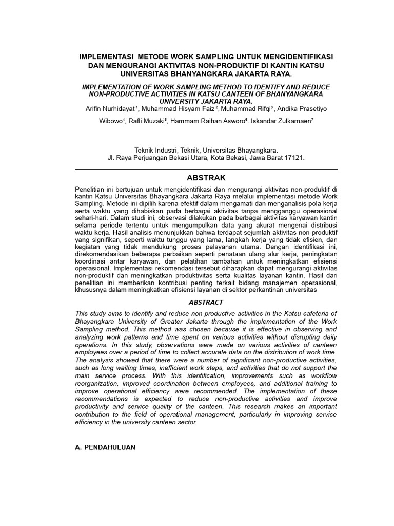 Implementasi Metode Work Sampling Untuk Mengidentifikasi Dan Mengurangi ...