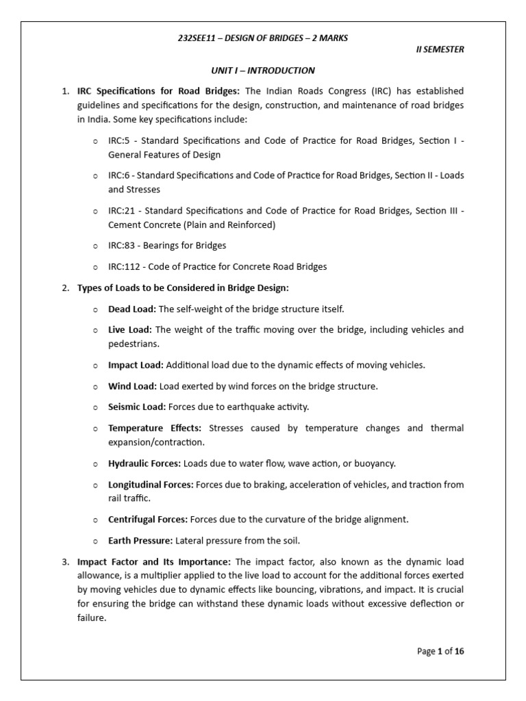 DOB - 2 Marks | PDF | Prestressed Concrete | Bridge DOB - 2 Marks | PDF | Prestressed Concrete | Bridge