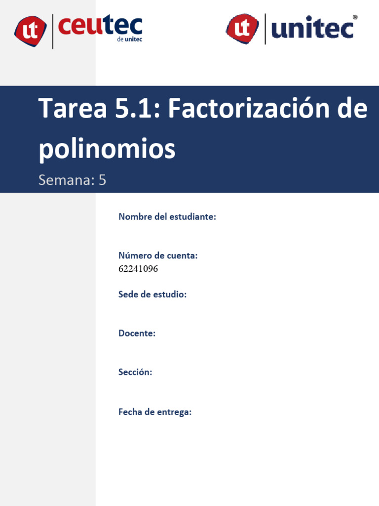 S5-Tarea 5.1 Factorización de Polinomios | PDF